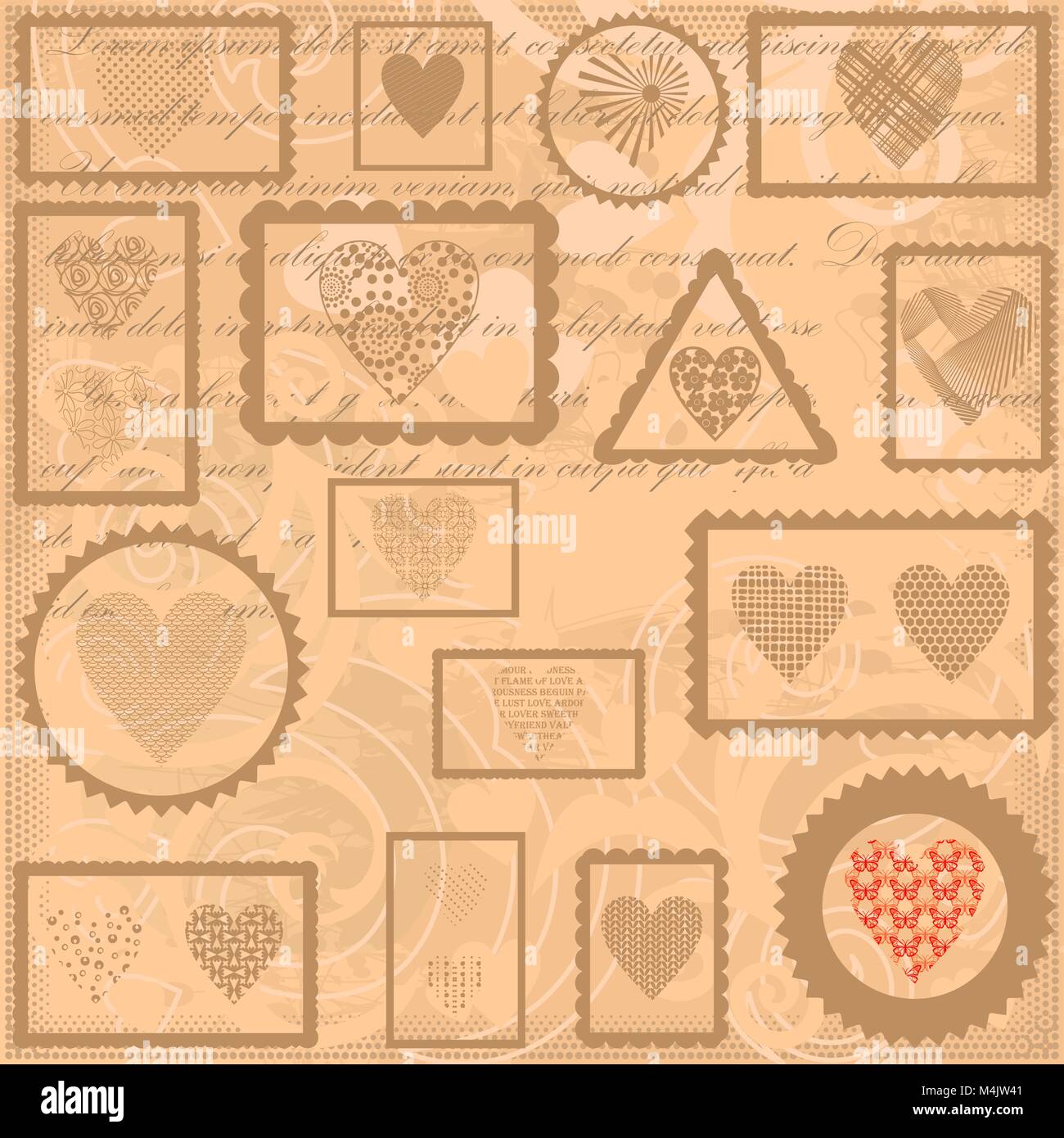 Vintage background with post stamps Stock Vector Image & Art - Alamy