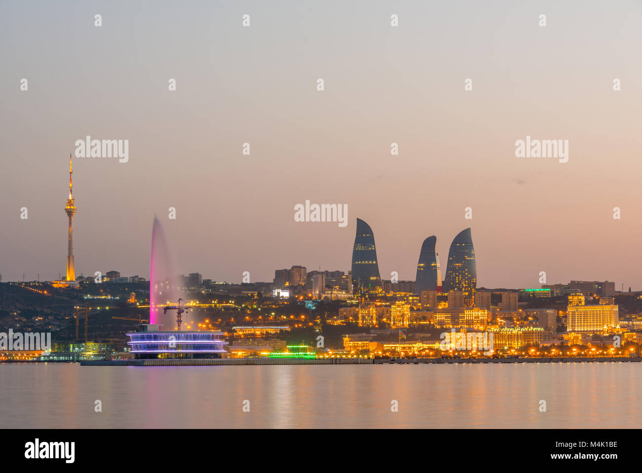 Night view of Baku Azerbaijan during sunset Stock Photo - Alamy