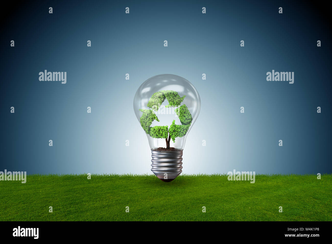 Light bulb in green environment concept - 3d rendering Stock Photo - Alamy