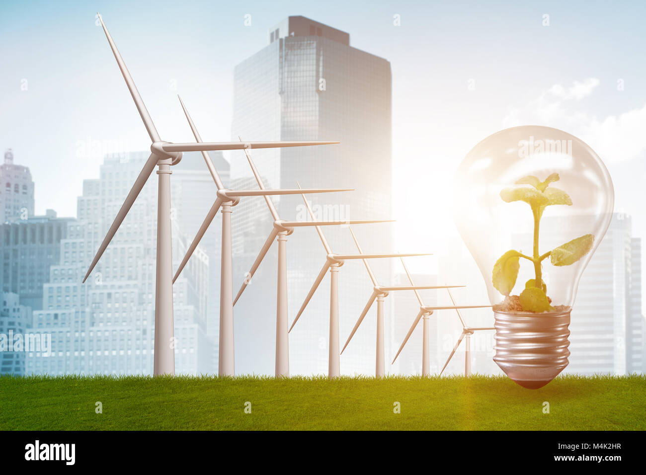 Alternative energy concept with windmills - 3d rendering Stock Photo ...