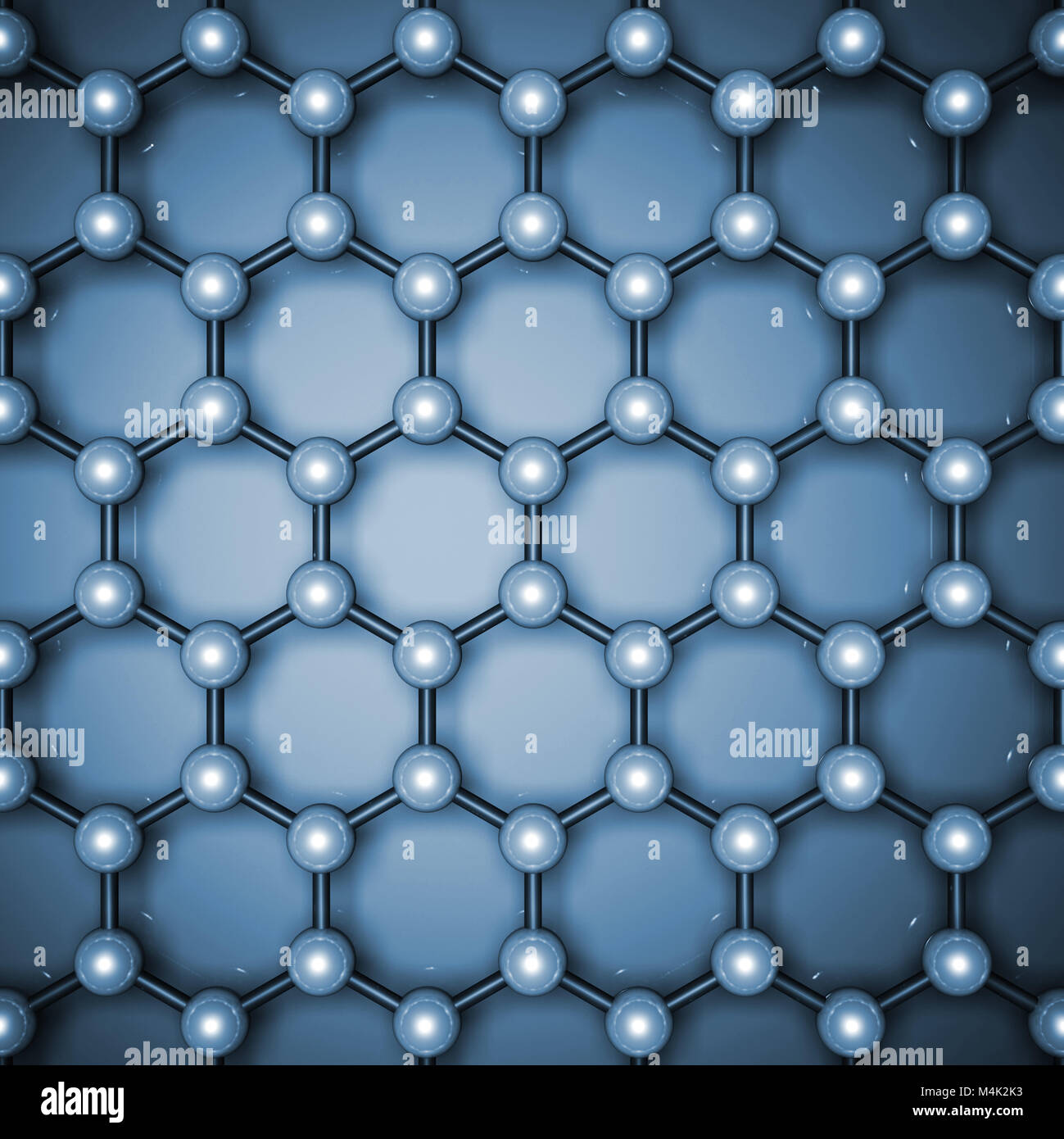 Graphene layer structure, top view. Blue toned hexagonal lattice of ...