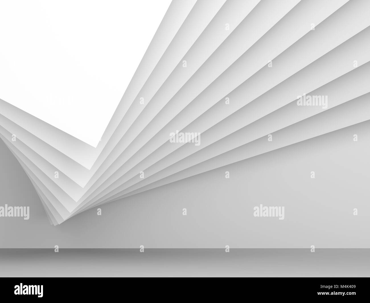 Abstract white interior background, geometric wall installation made of ...