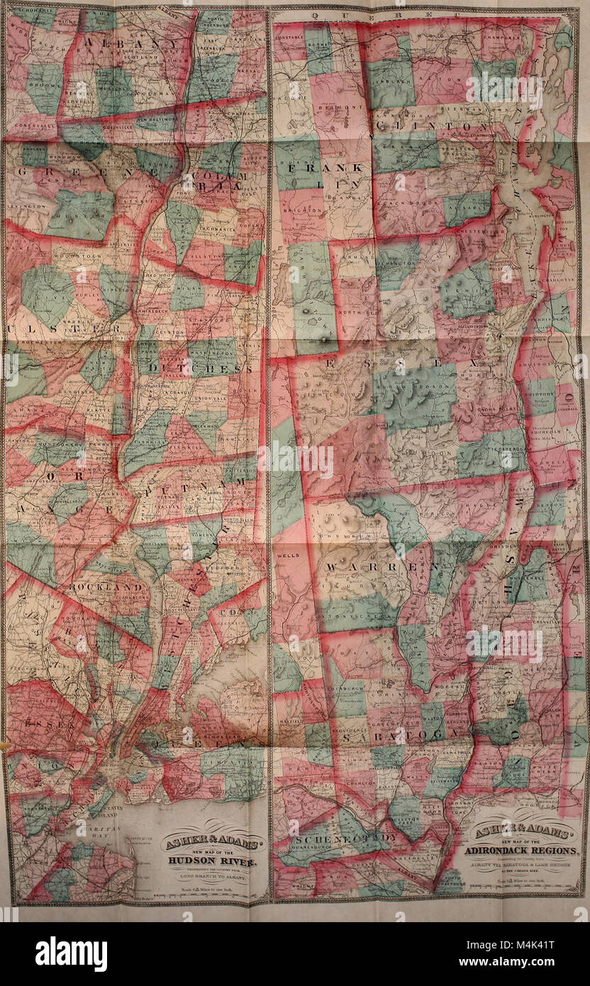 Asher and Adams' new map and guide of the Hudson River, Adirondack and ...