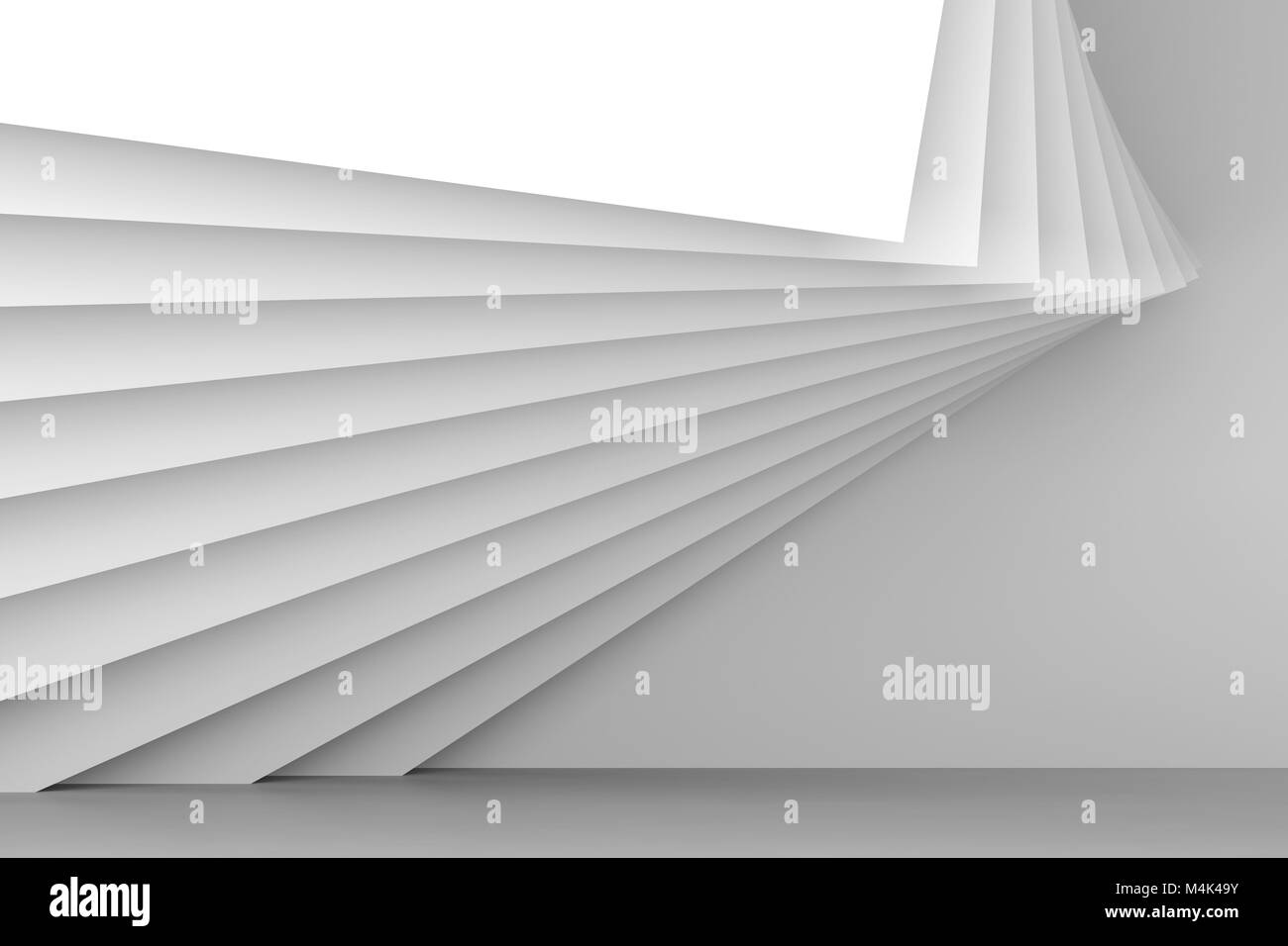 Geometric installation in abstract white interior. 3d render ...