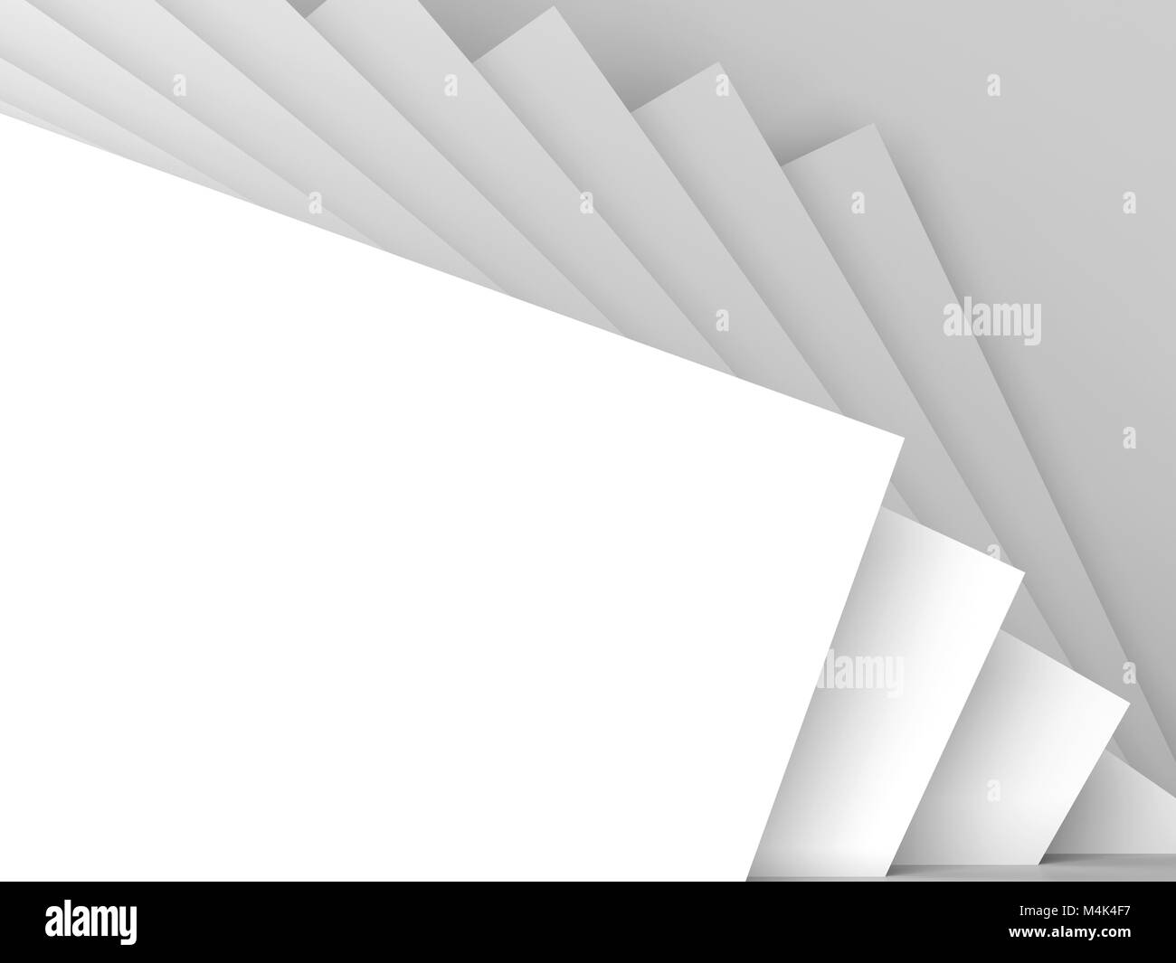 Abstract white interior background, geometric wall installation made of ...