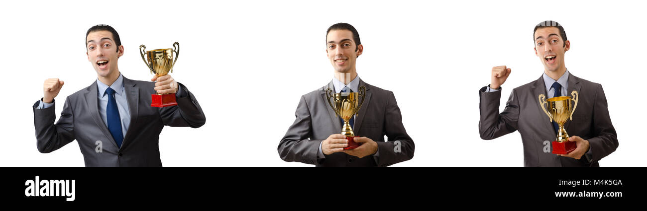 Collage of businessman receiving award Stock Photo - Alamy