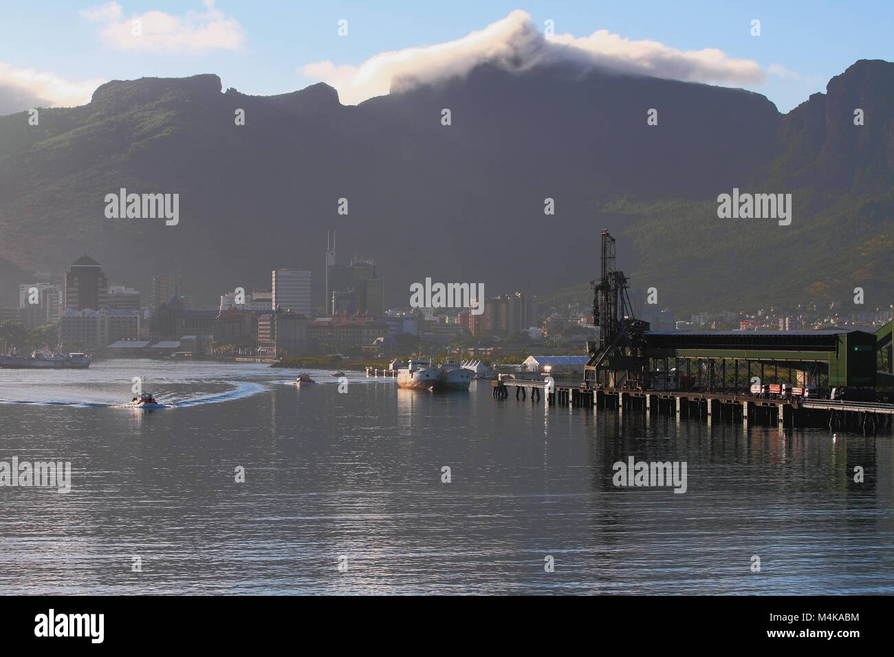 Morning of seaport on sea coast. Port Louis, Mauritius Stock Photo - Alamy