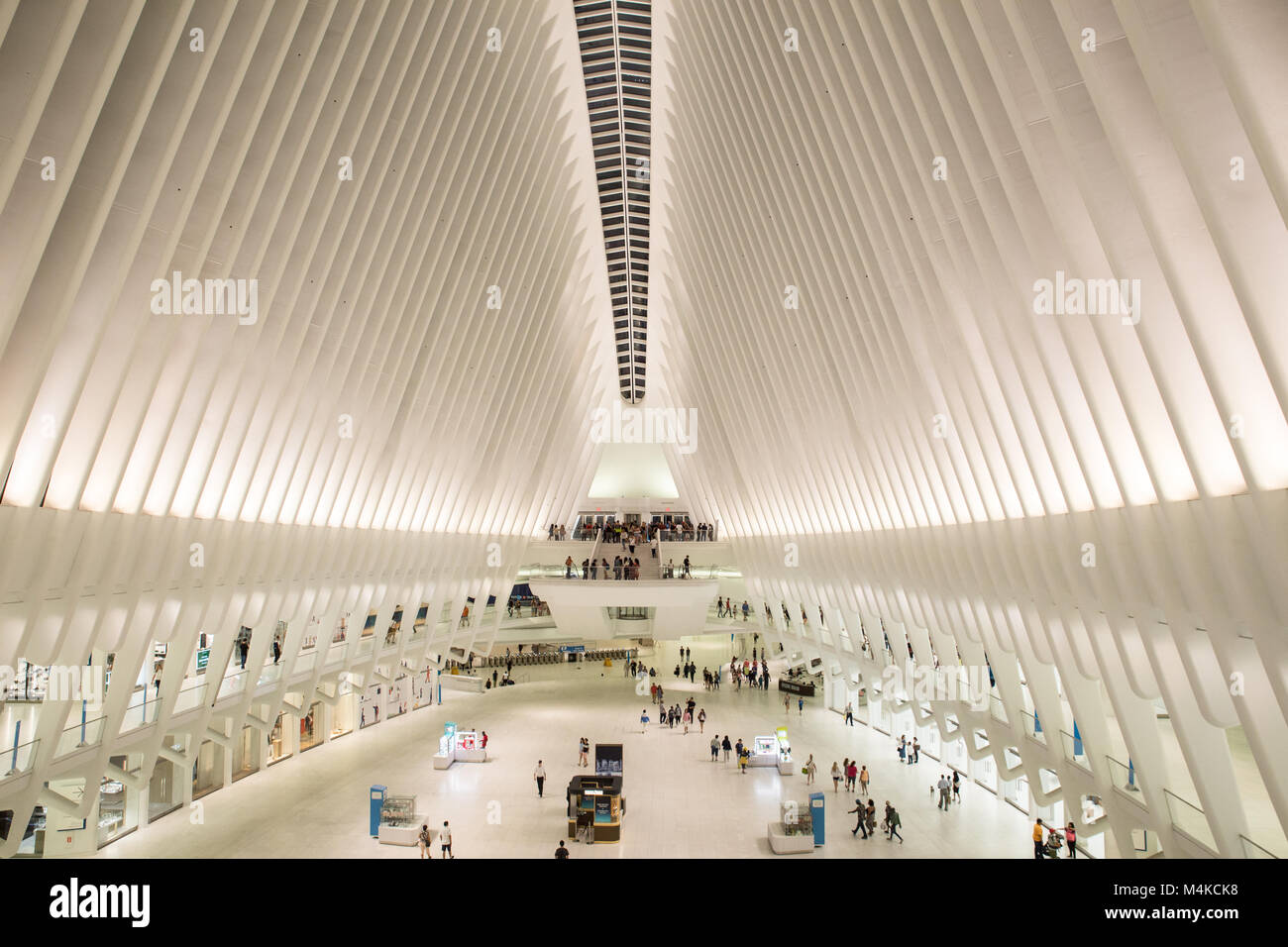 NEW YORK CITY - JUNE 10, 2017: Interior view of the Oculus in downtown ...