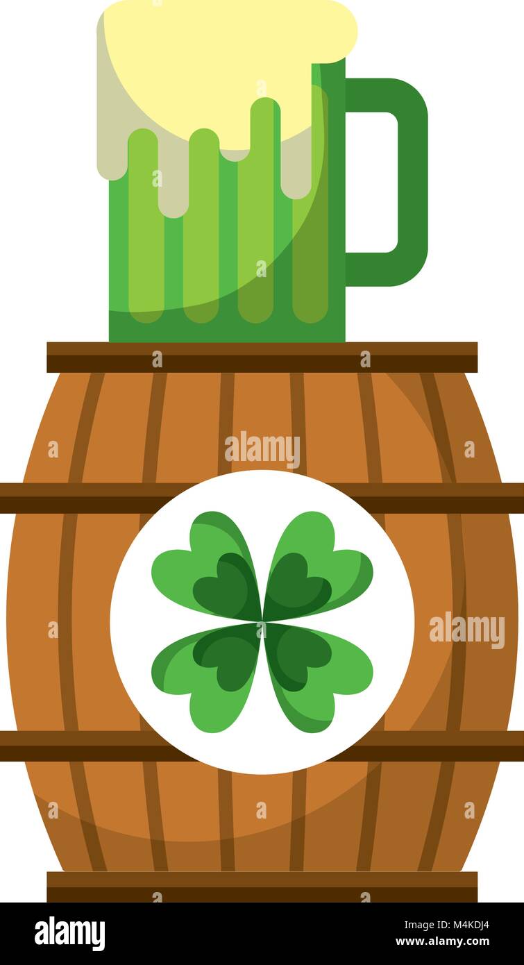 wooden barrel clover with beer glass beverage Stock Vector Image & Art ...