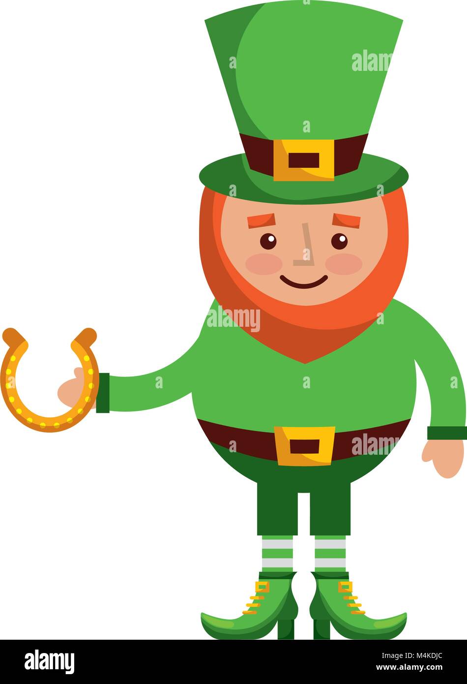 leprechaun holding horseshoe for luck traditional Stock Vector Image ...