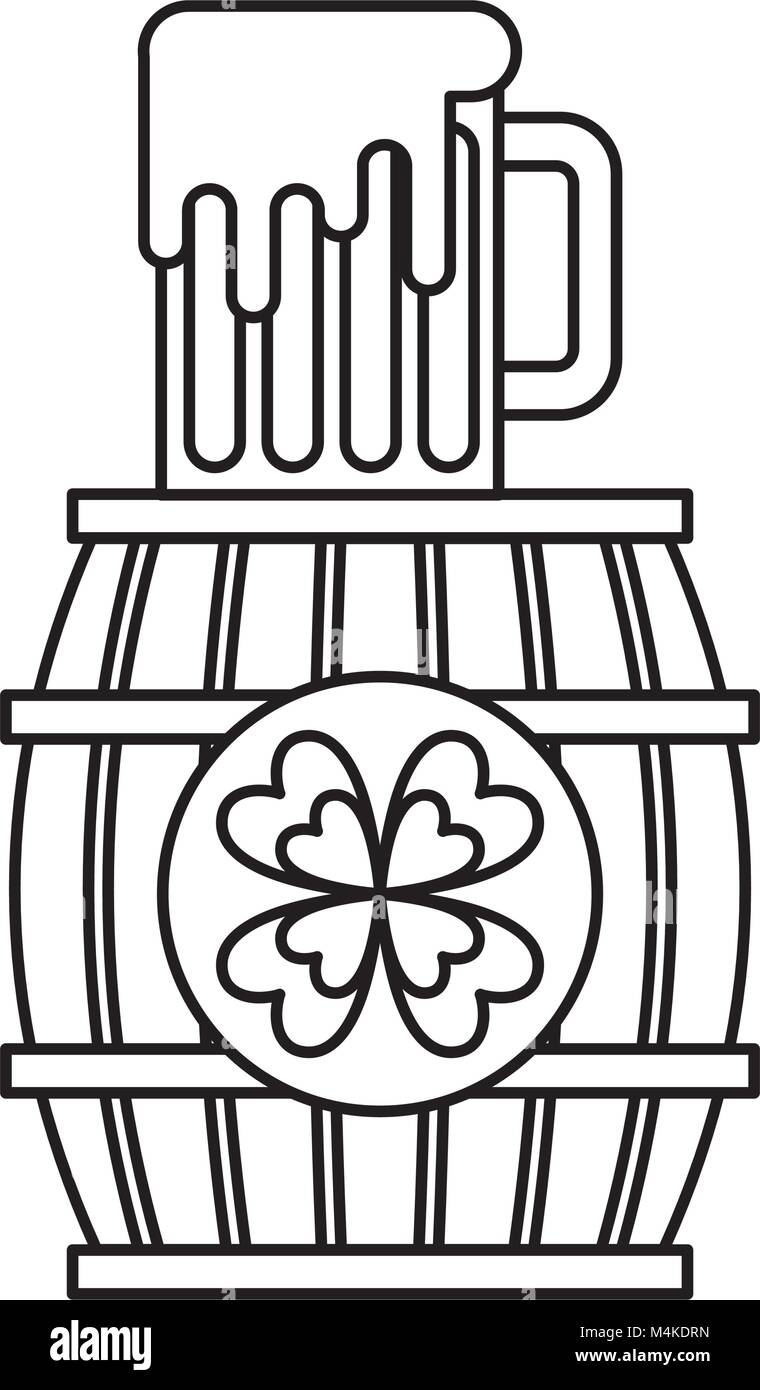 wooden barrel clover with beer glass beverage Stock Vector Image & Art ...