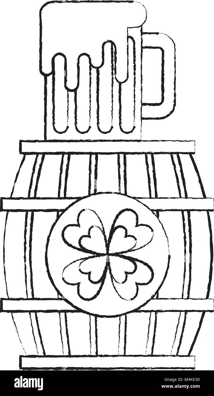 wooden barrel clover with beer glass beverage Stock Vector Image & Art ...