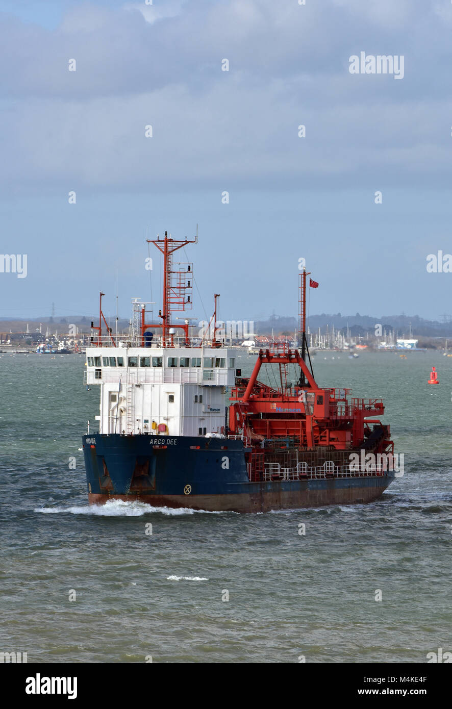 the arco axe dredger or dredging ship leaving the port of southampton ...