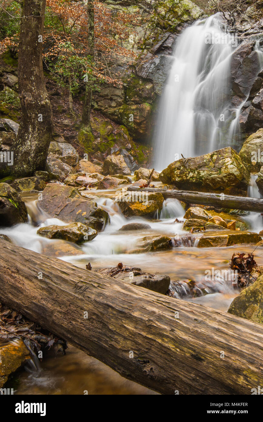 A beautiful, hard to find waterfall flows into a ravine near the top of ...