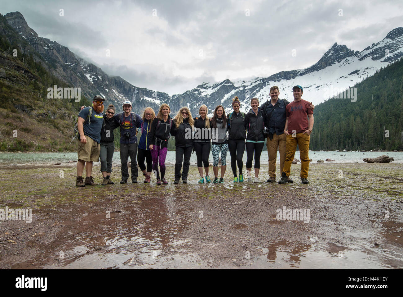 Group at Lake McDonald Stock Photo - Alamy