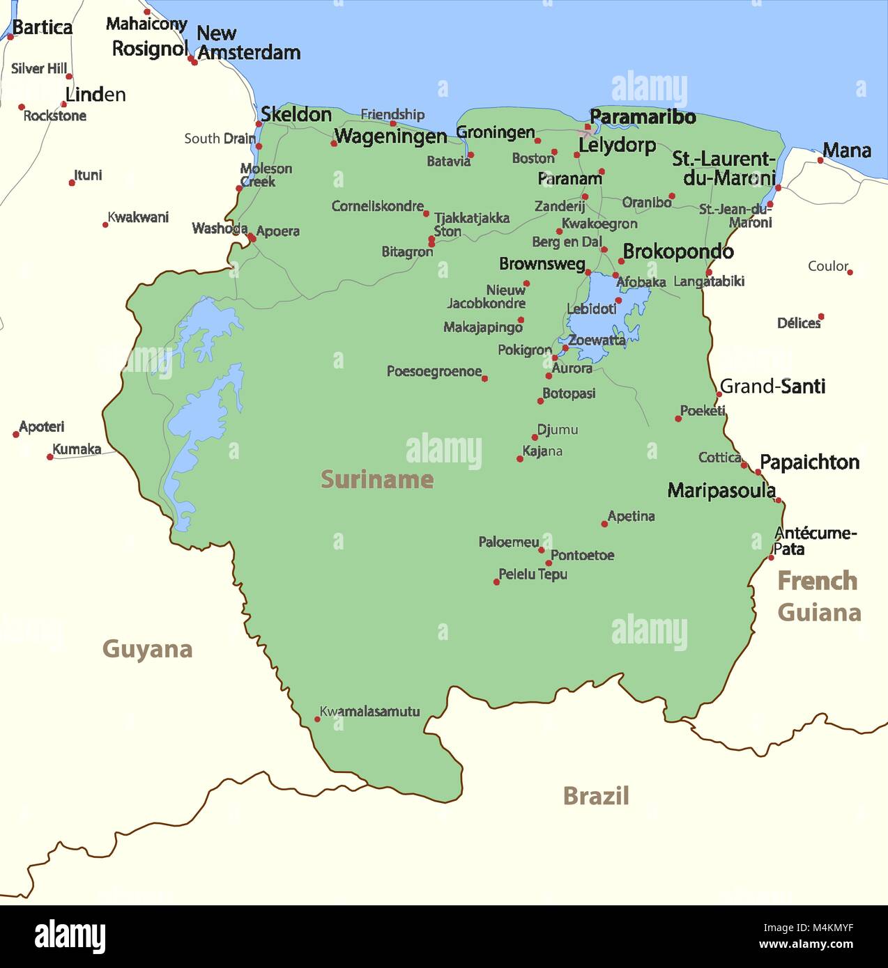 Suriname map hi-res stock photography and images - Alamy