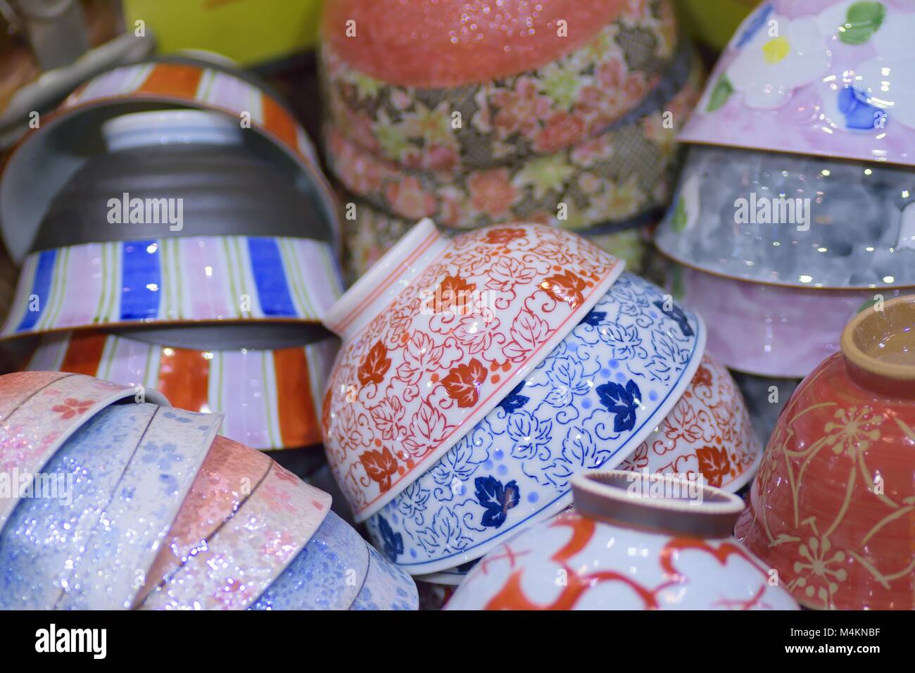 Background texture of Japanese clay bowls Stock Photo - Alamy