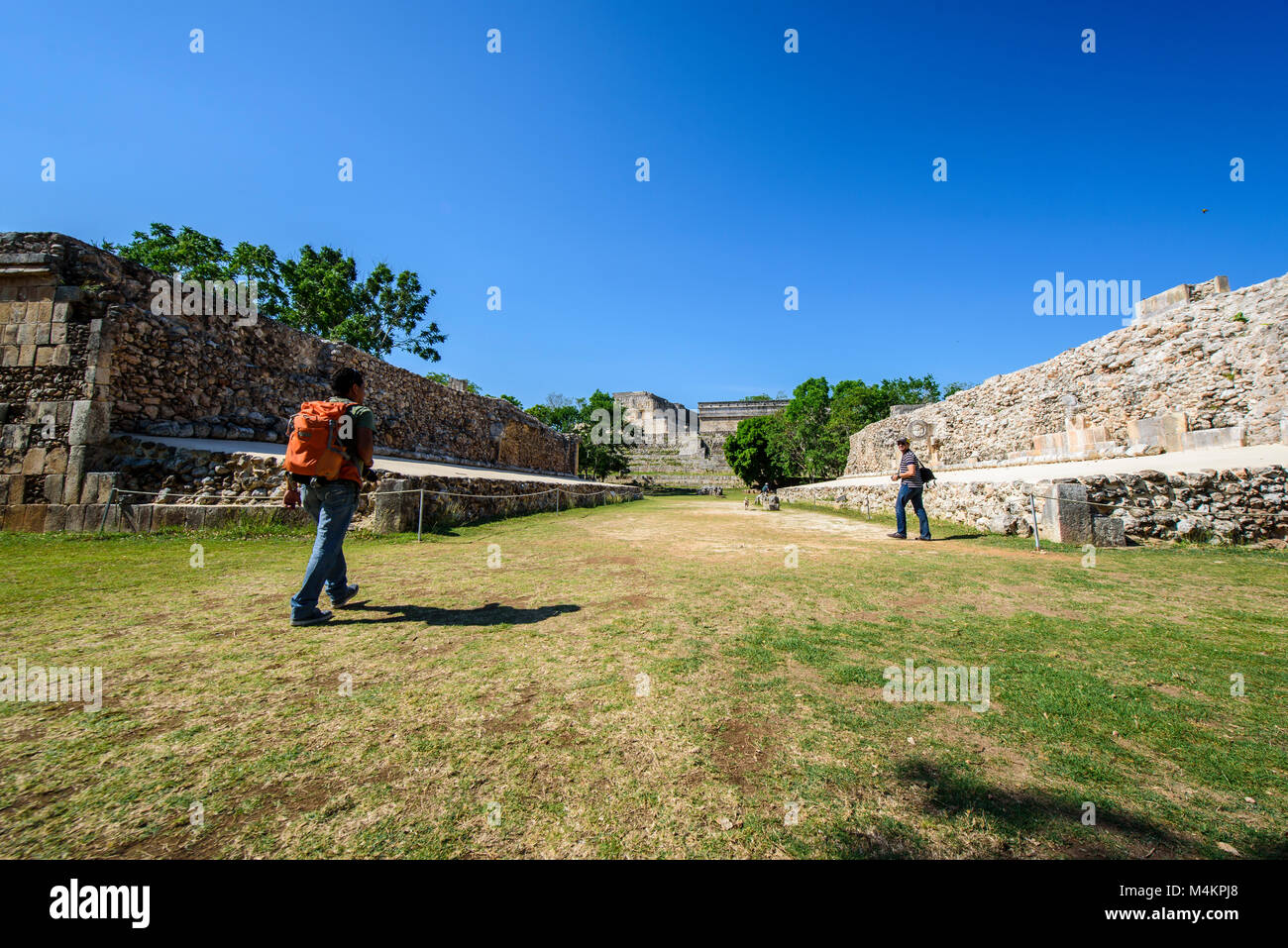 Ball game court in the prehispanic Mayan city of Uxmal Archaeological ...