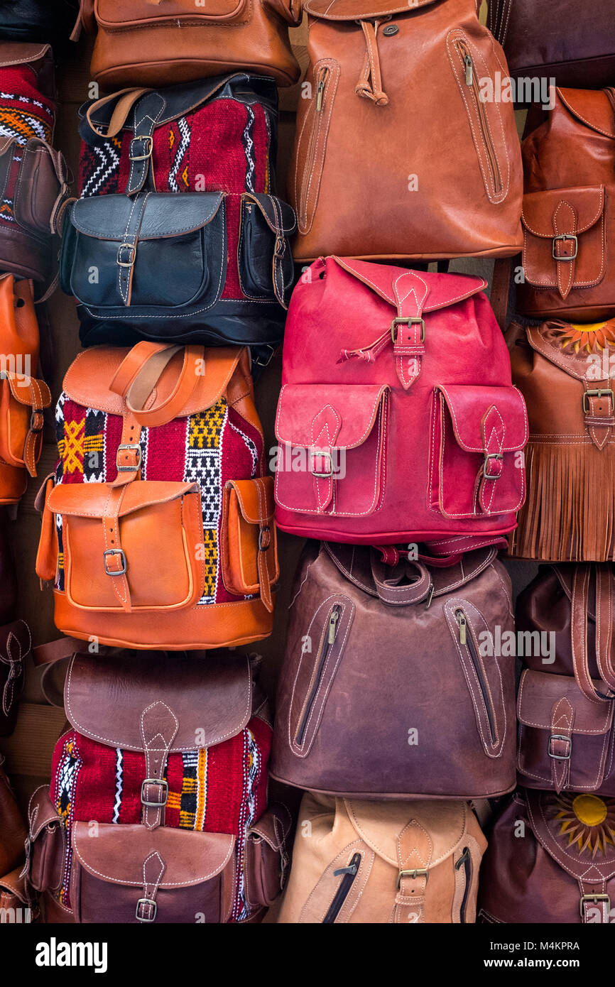 Morocco, Fes, Shop, Bags Stock Photo - Alamy