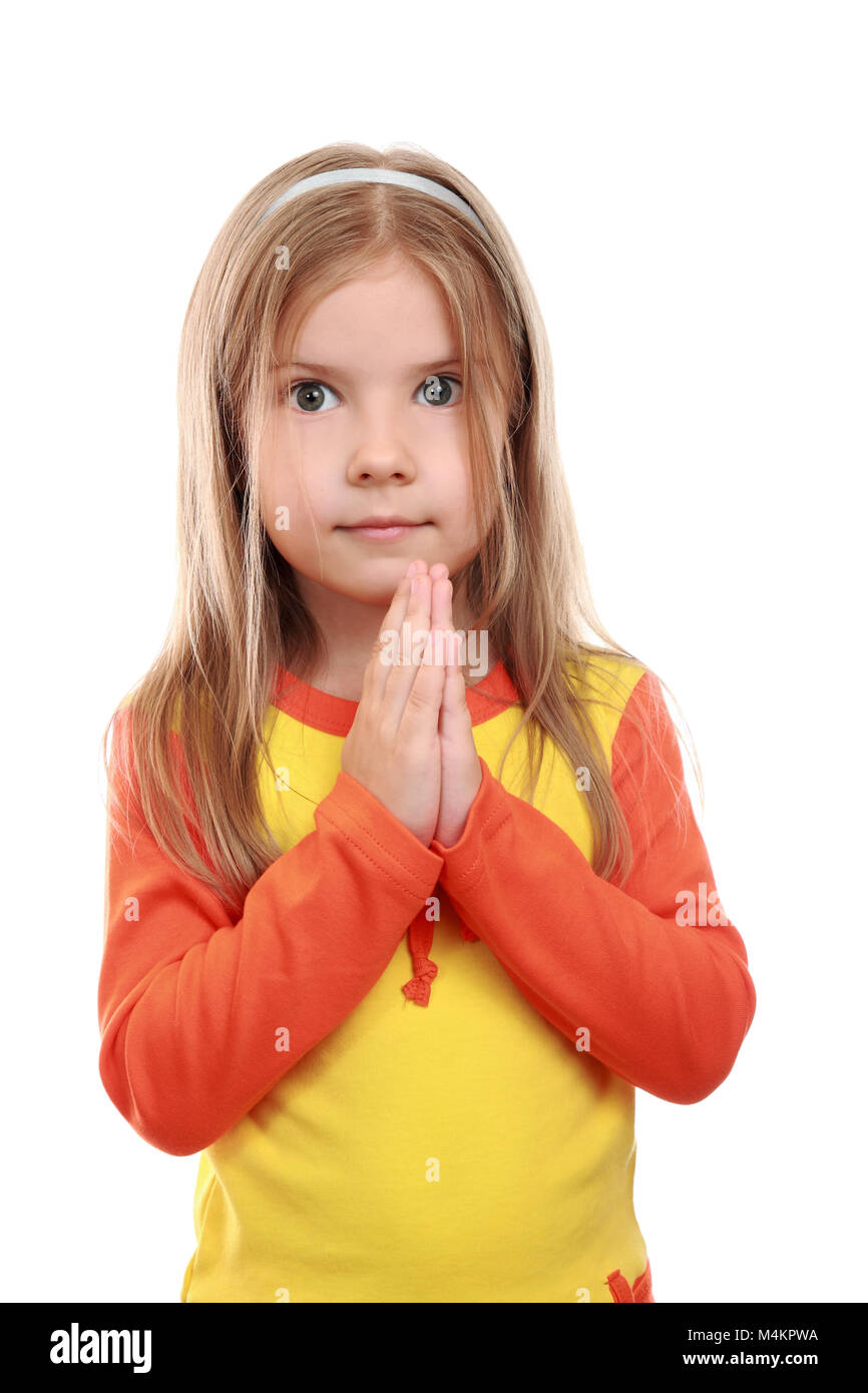 The girl expresses facial expressions and gestures of surprise, delight ...