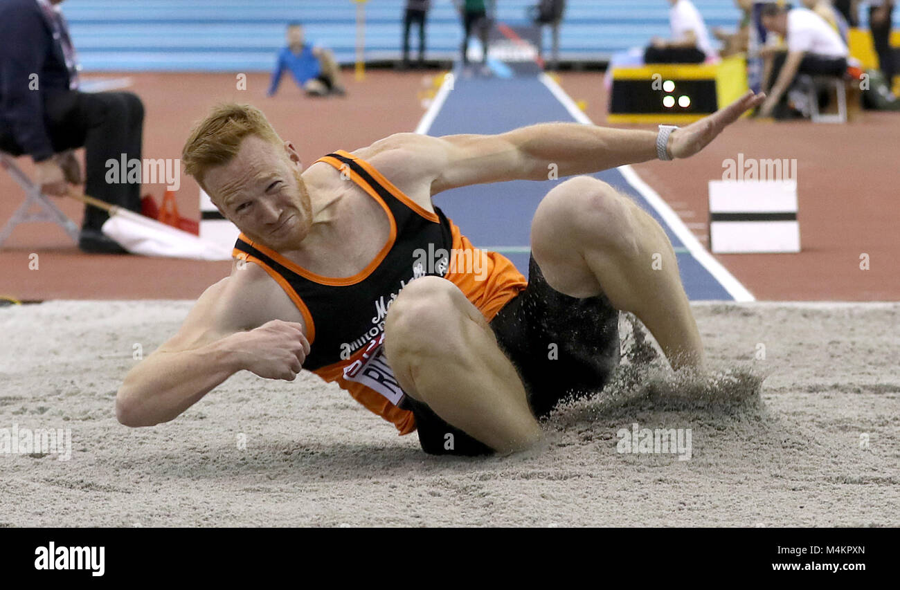 Greg Rutherford in action during the Men's Long Jump final during day ...