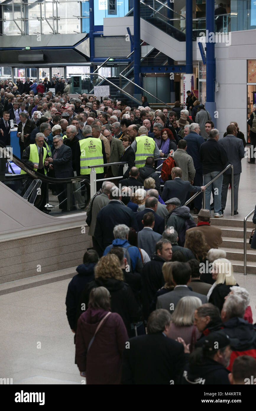 Members of the UKIP party arrive at the ICC in Birmingham as the UKIP ...