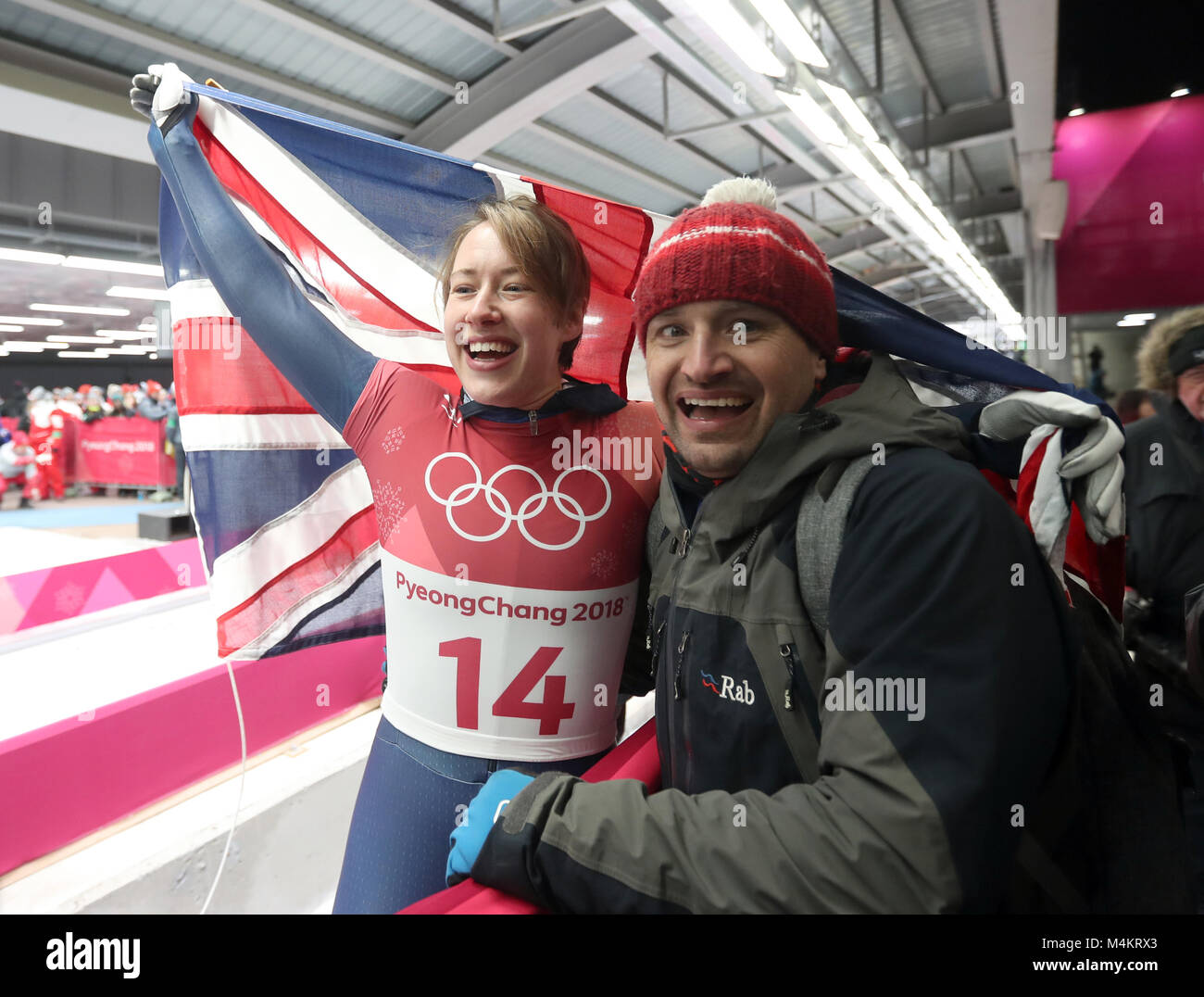 Great Britain's Lizzy Yarnold celebrates winning gold in the Women's ...