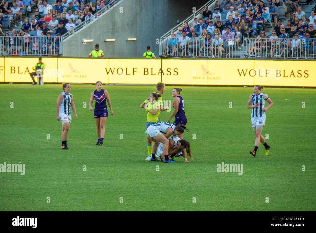 AFL Fremantle Football Club Women's team playing against Collingwood in ...
