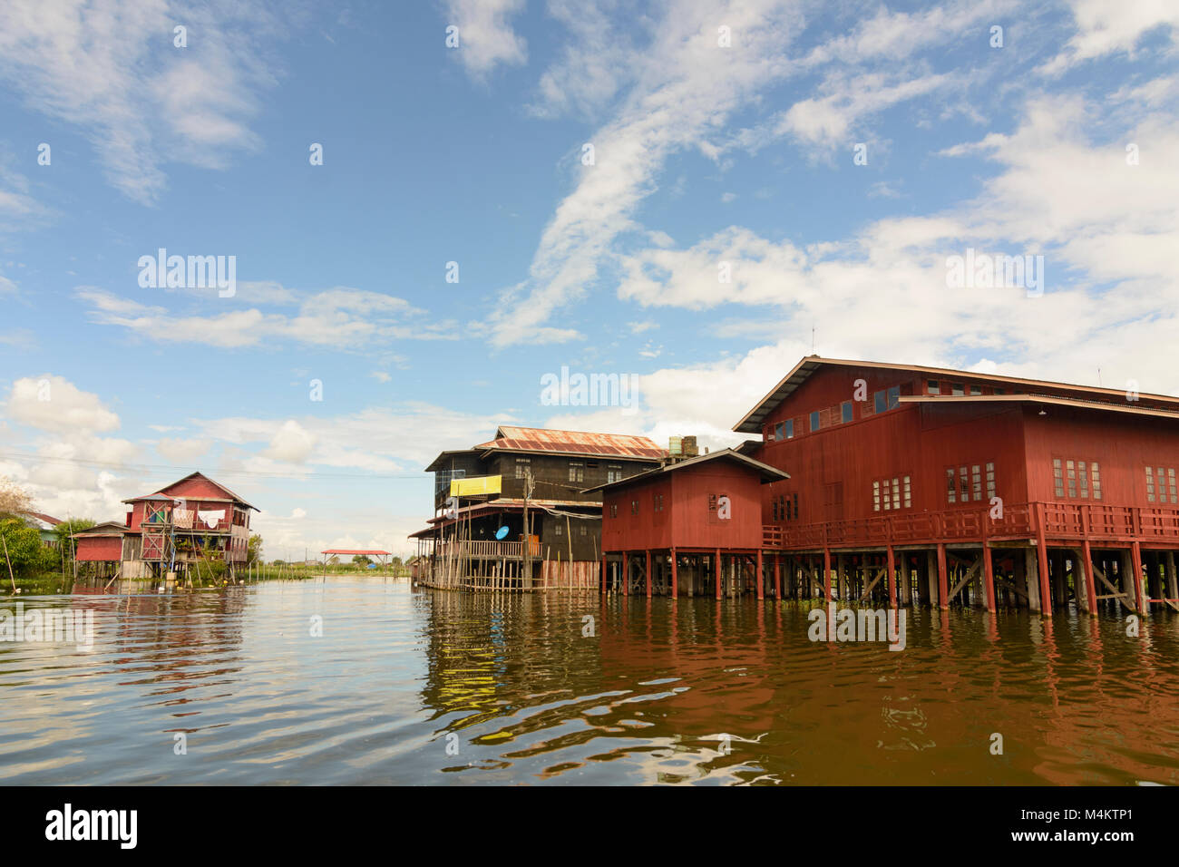 Nampan: houses on stilts, canal, Inle Lake, Shan State, Myanmar (Burma ...