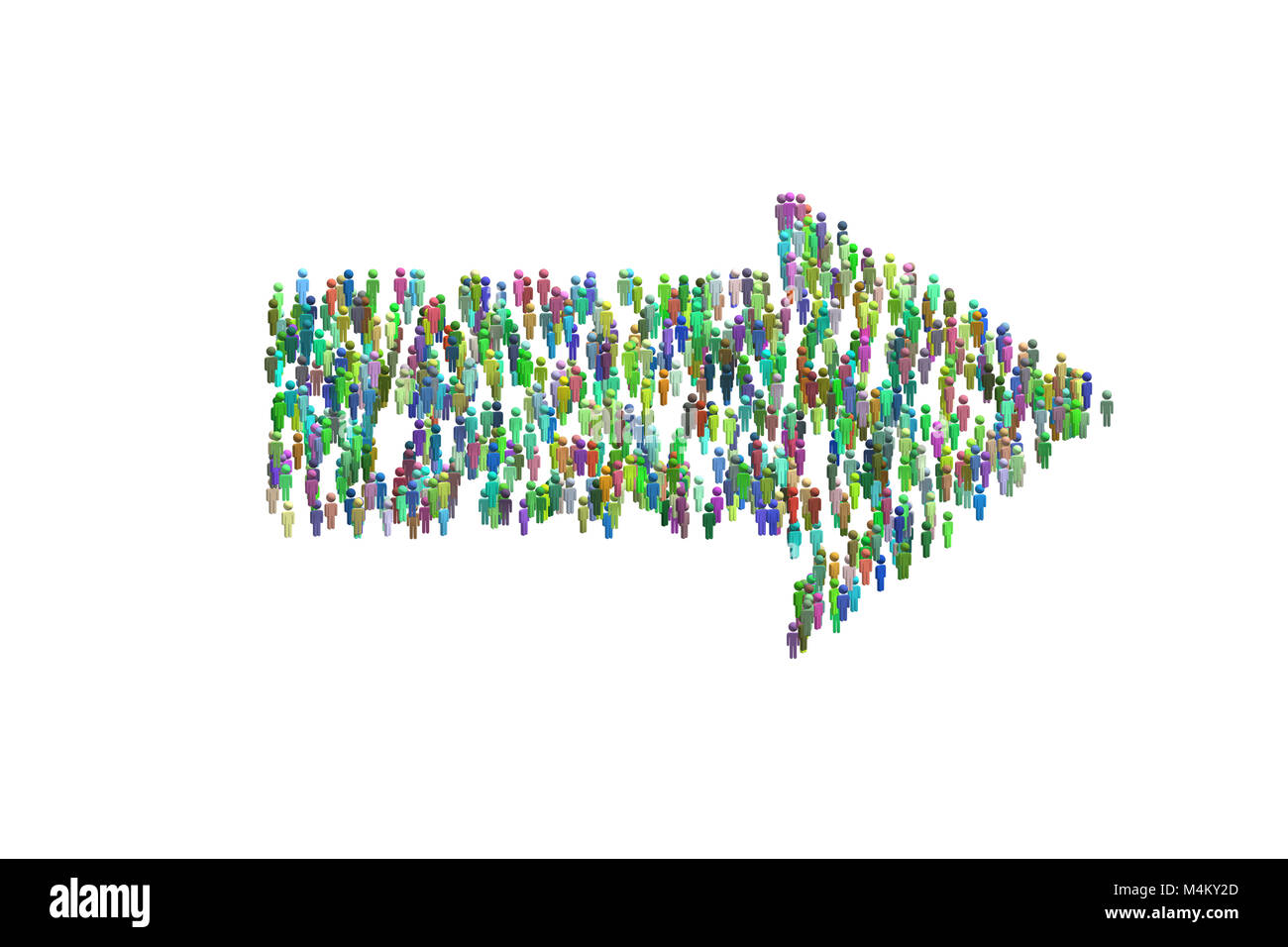 Illustration showing many people in arrow shape - 3d rendering Stock ...