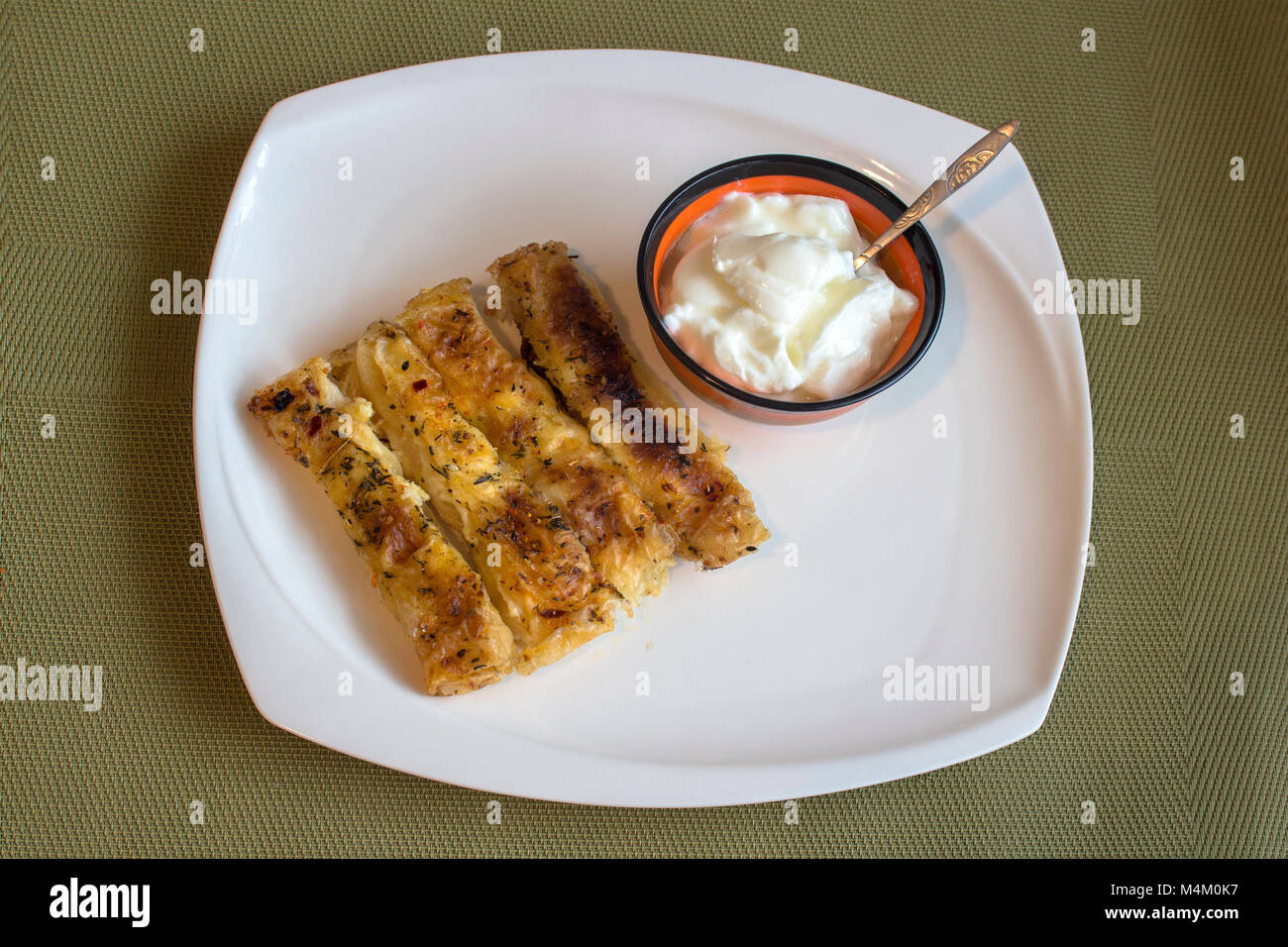 A typical breakfast on the Balkans Stock Photo - Alamy