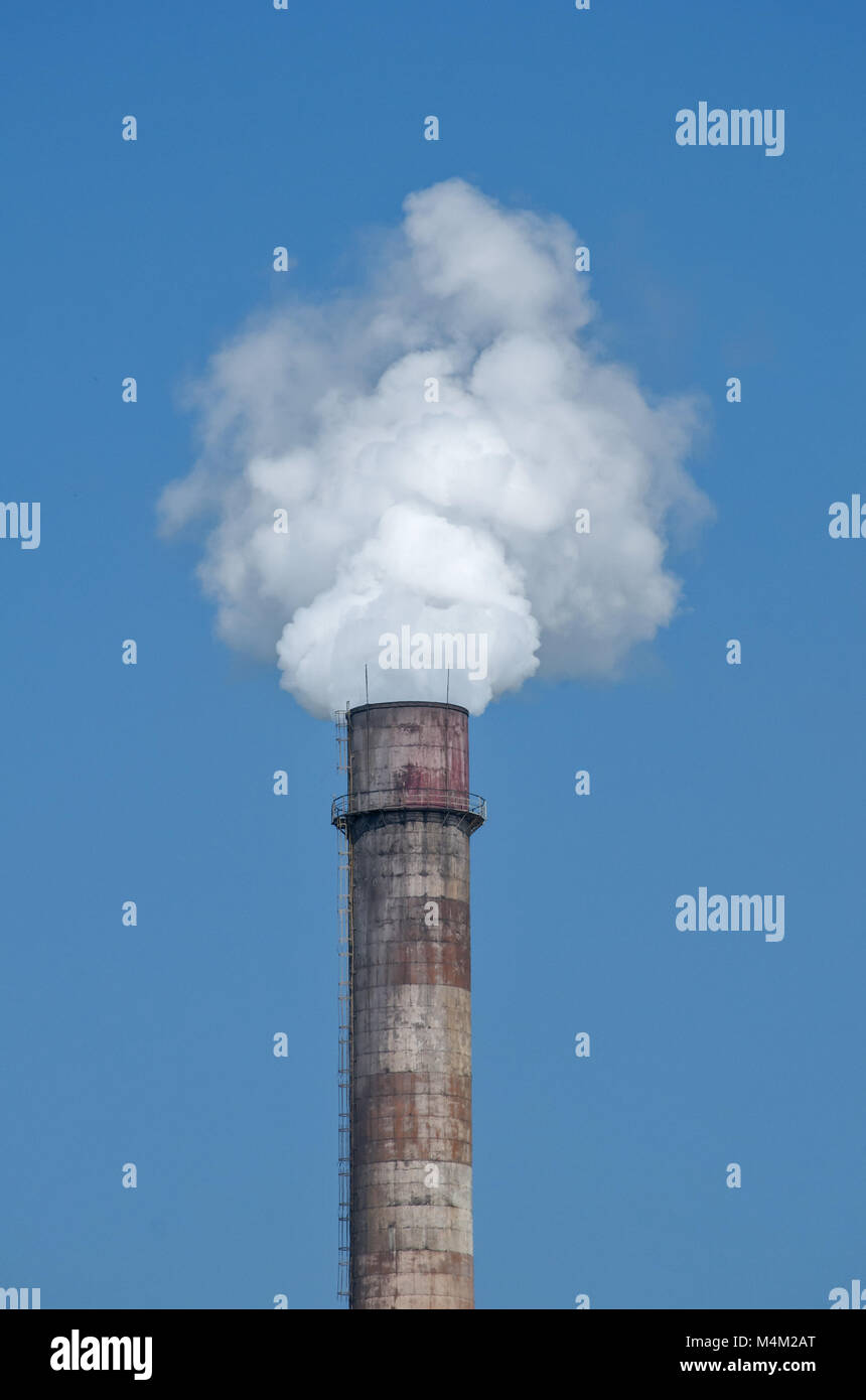 Industrial chimney with smoke Stock Photo - Alamy