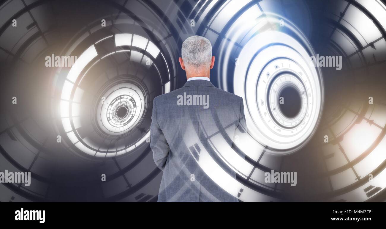 Man with circle interface Stock Photo - Alamy