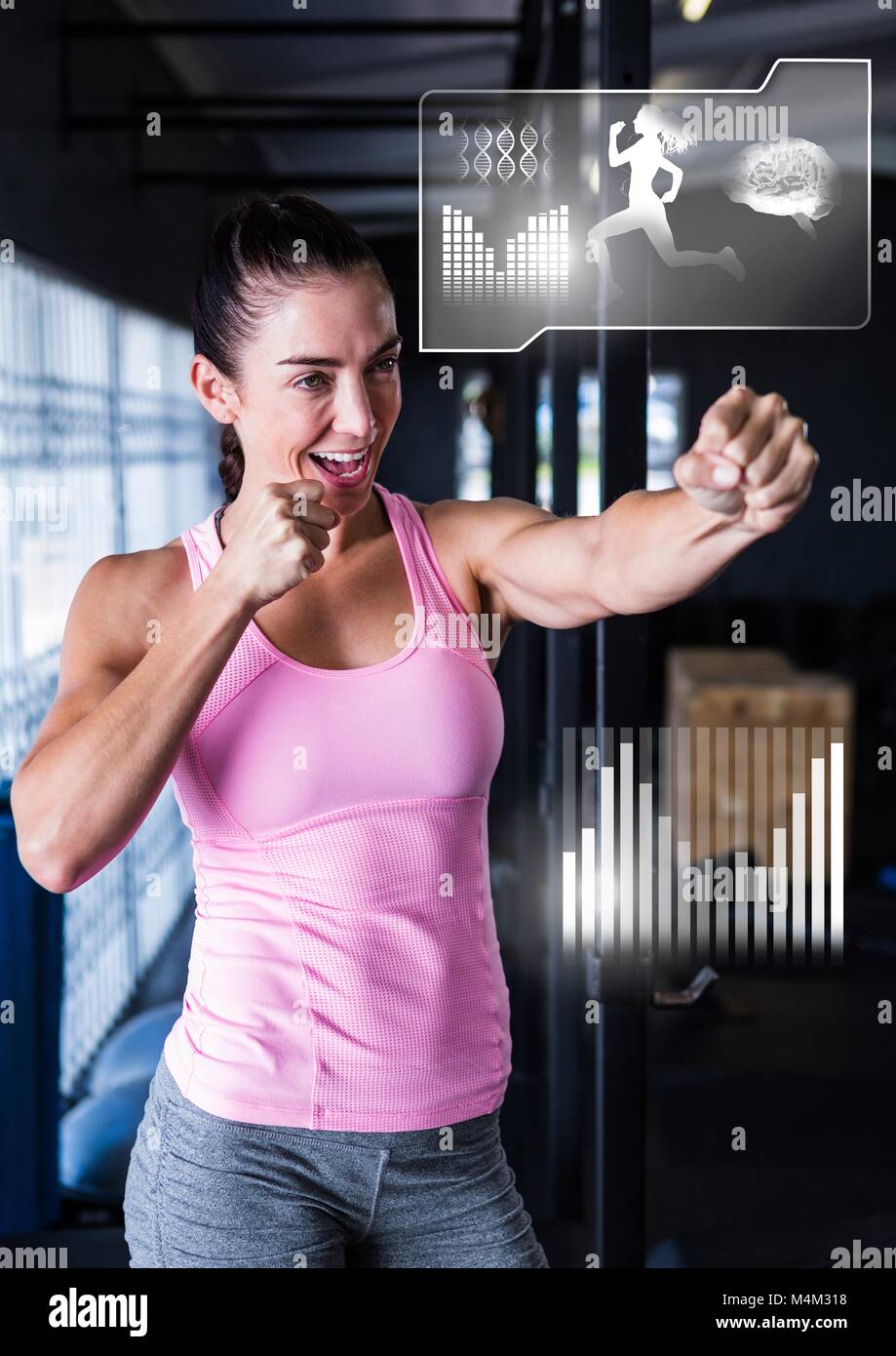 Attractive fit woman in gym hi-res stock photography and images - Alamy