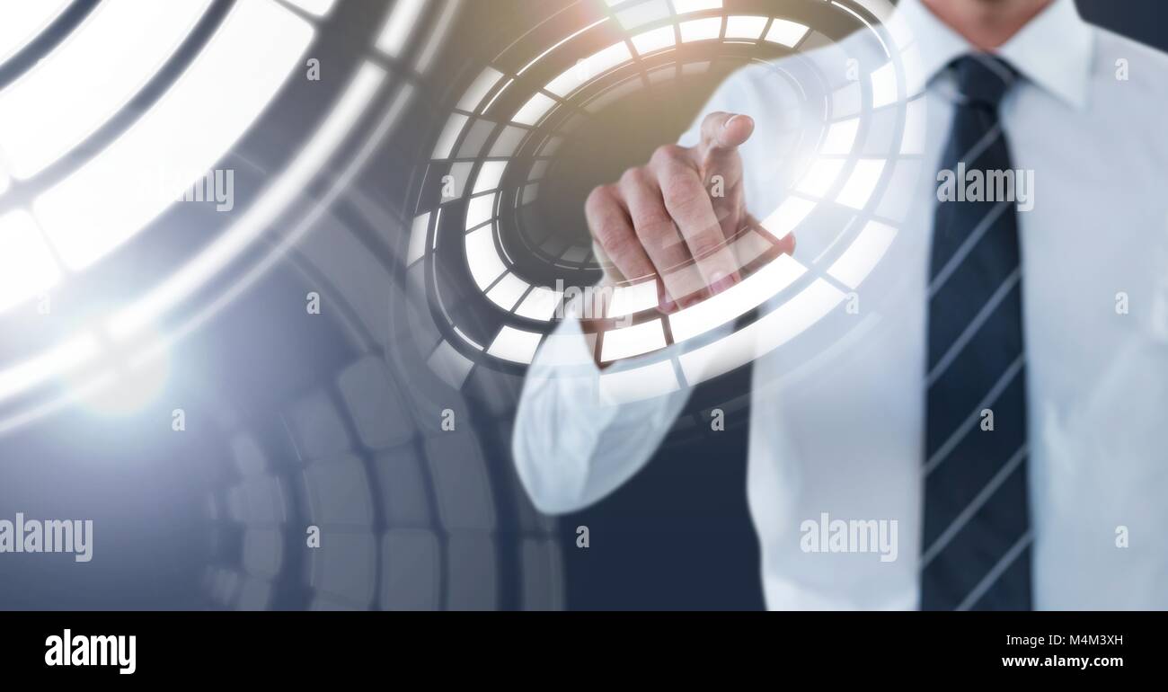 Hand touching futuristic interface screen hi-res stock photography and ...