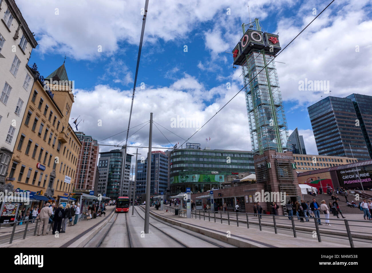 Oslo Central Station, Square Jernbanetorget, Oslo, Norway Stock Photo ...
