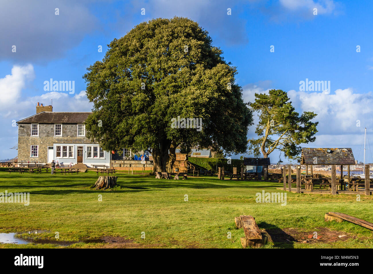 The Turf Hotel, pub on the Exe Estuary. Near Exminster, Devon. Feb 2018 ...
