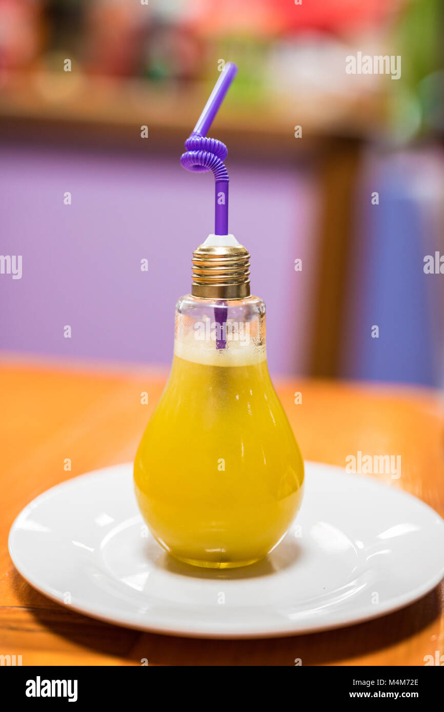 Eco and bio juice in glass bulb. Concept idea Stock Photo - Alamy