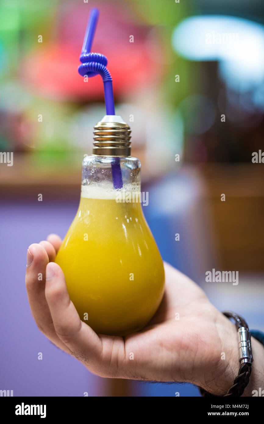 Eco and bio juice in glass bulb. Concept idea Stock Photo - Alamy