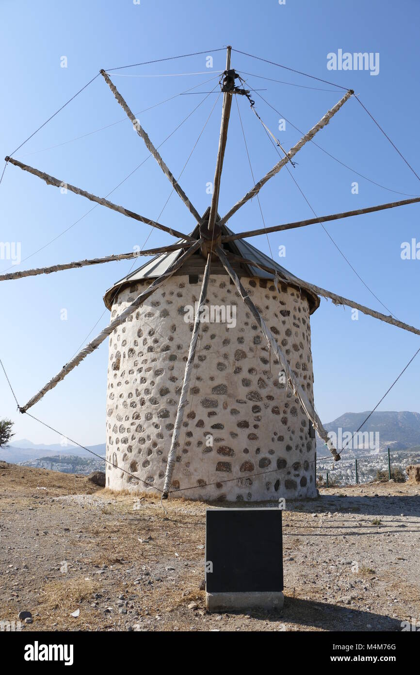 Old wind mills on top of a hill Stock Photo - Alamy