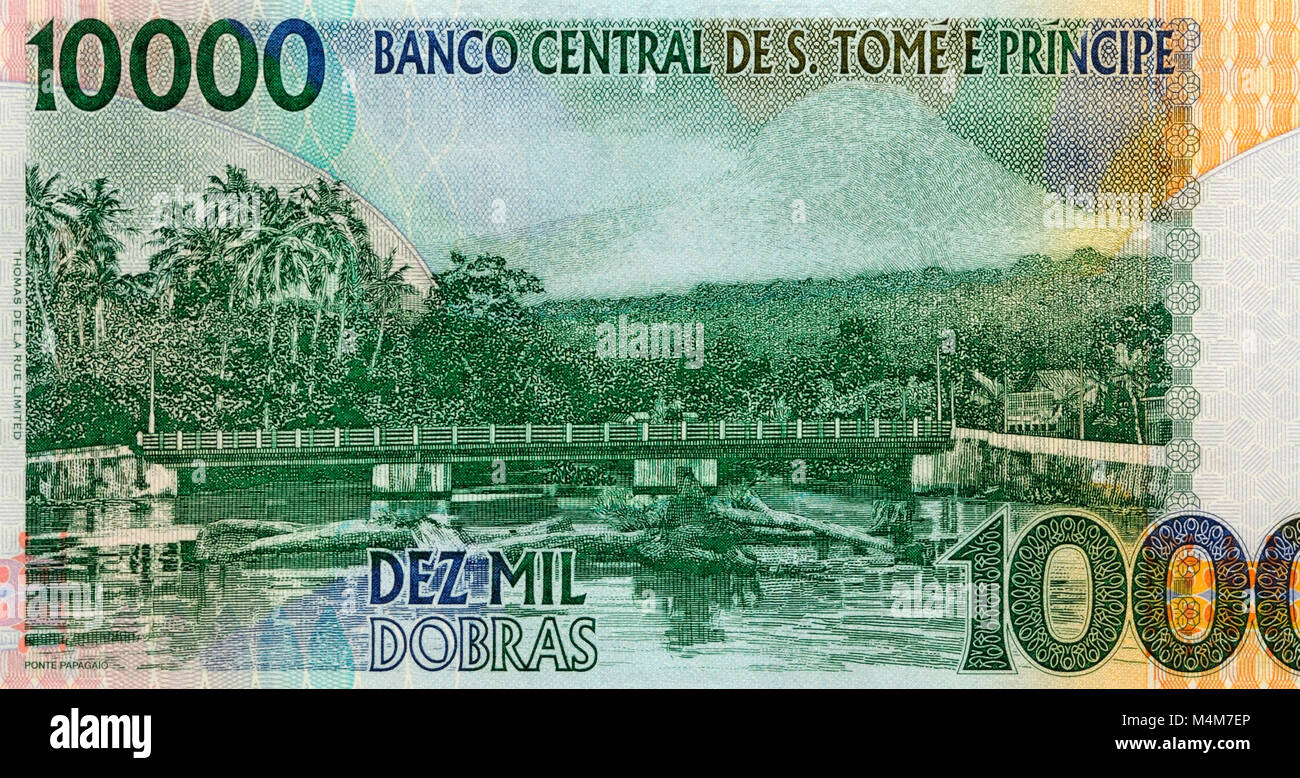St Thomas and Prince Ten Thousand 10,000 Dobra Bank Note Stock Photo ...