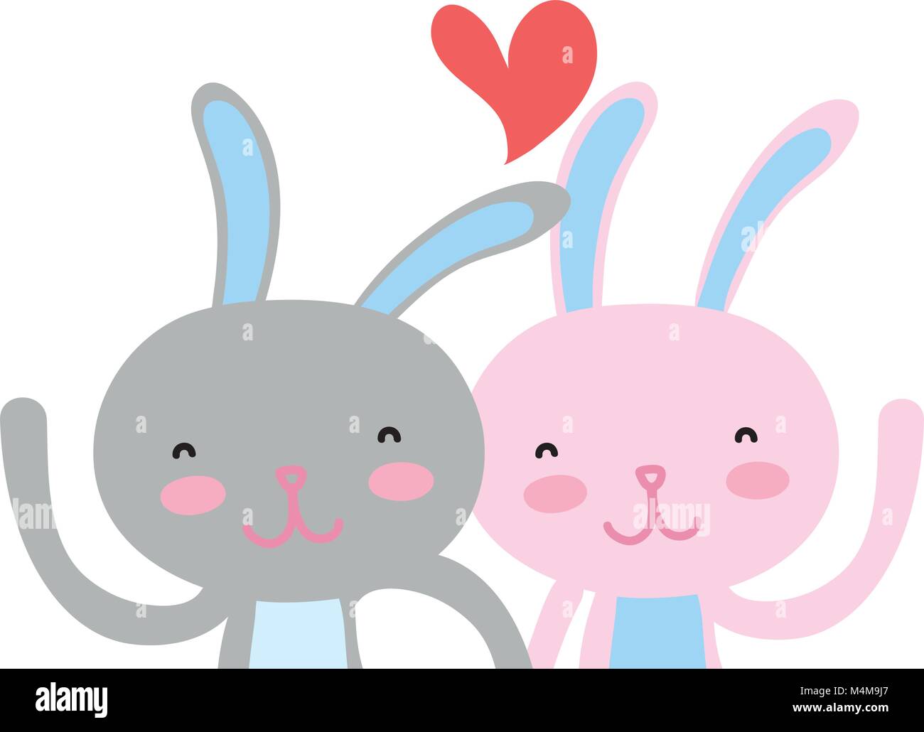 colorful beauty rabbit couple together with heart Stock Vector Image ...