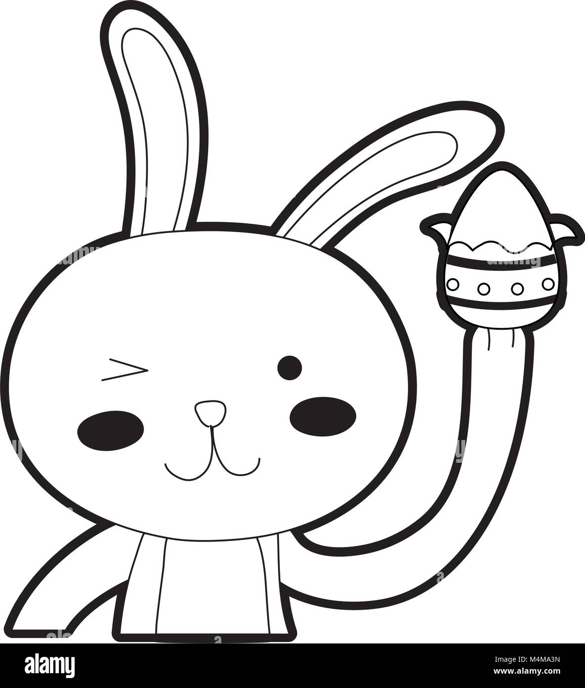 outline rabbit animal with egg easter design Stock Vector Image & Art ...
