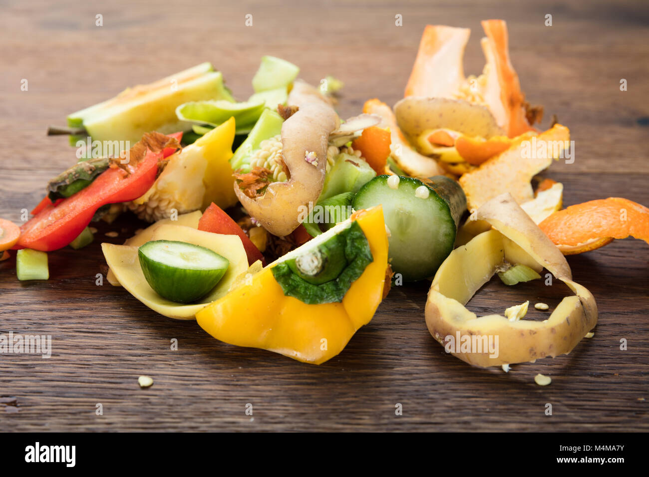 Waste Based Cooking. Elevated View Of Vegetable And Fruit Peelings On ...