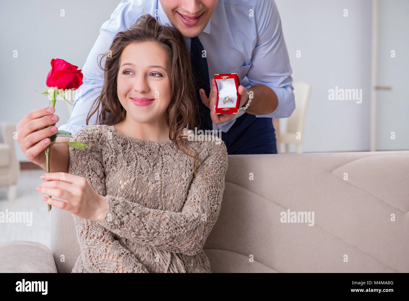 Romantic concept with man making marriage proposal Stock Photo - Alamy