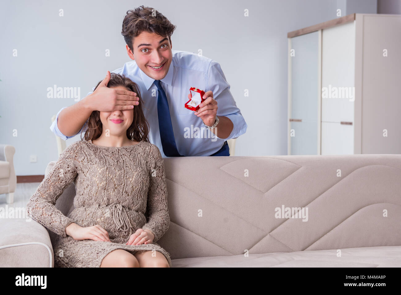 Romantic concept with man making marriage proposal Stock Photo - Alamy