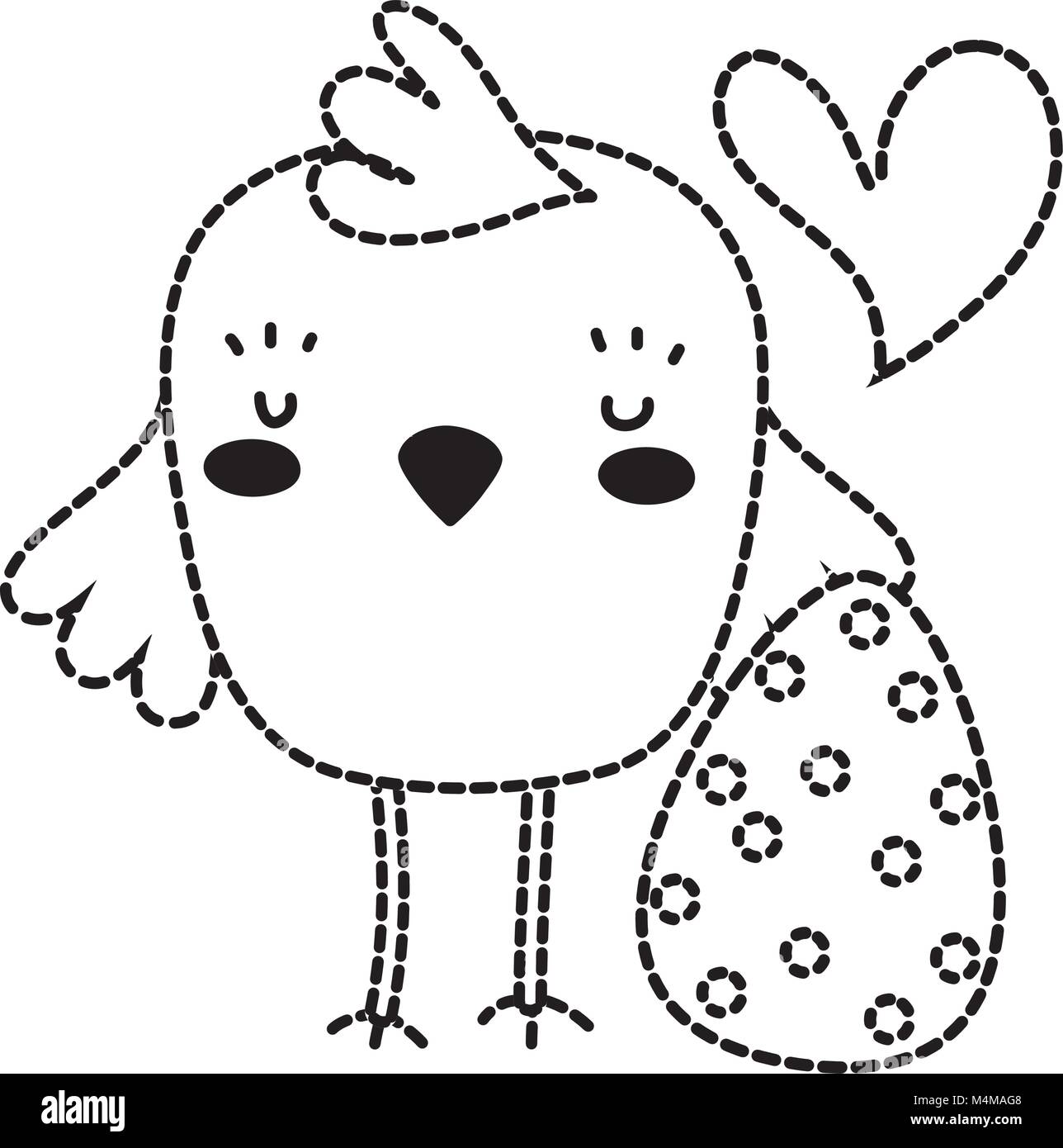 dotted shape chick with egg easter decoration holiday Stock Vector ...