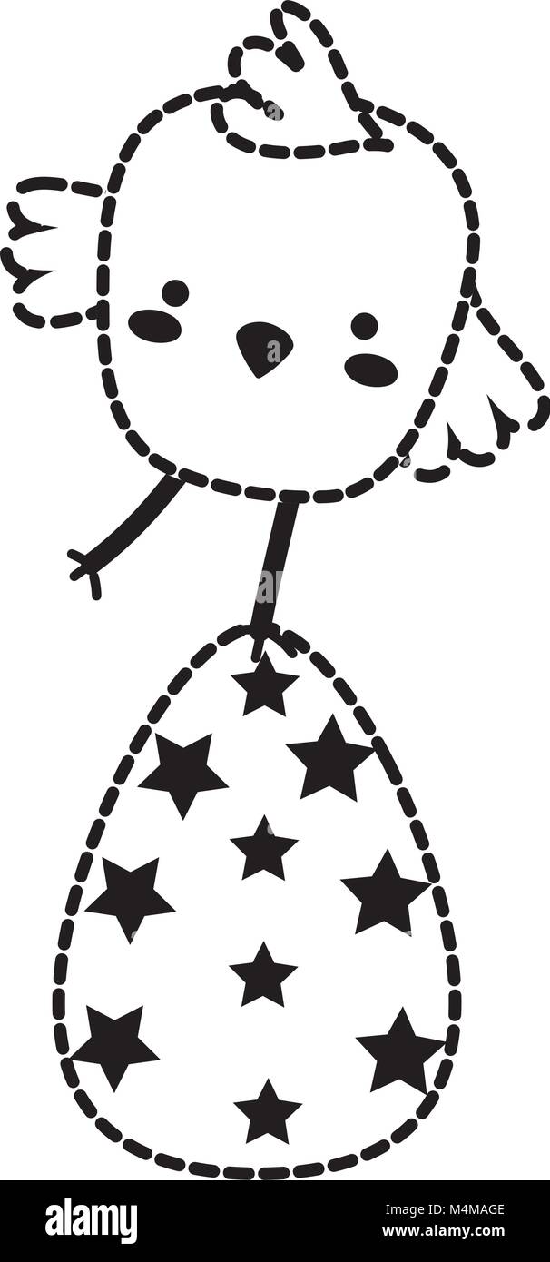 dotted shape chick with egg easter playing to celebration Stock Vector ...