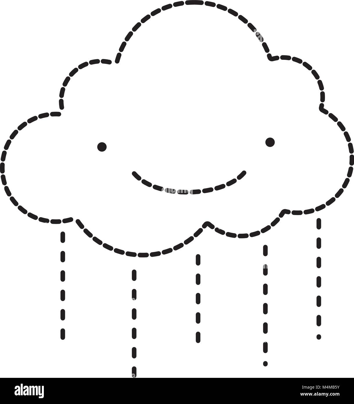 dotted shape kawaii happy cloud raining weather Stock Vector Image ...
