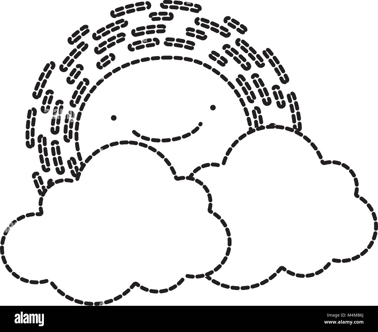 dotted shape happy sun with cloud kawaii natural weather Stock Vector ...